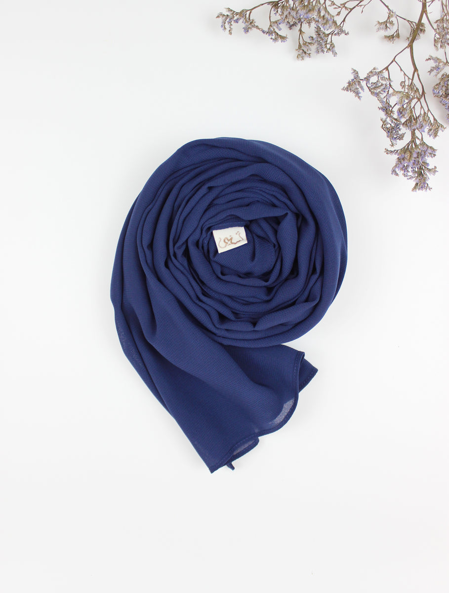 Midnight Blue Chiffon Hijab – Tasneem Hijab House