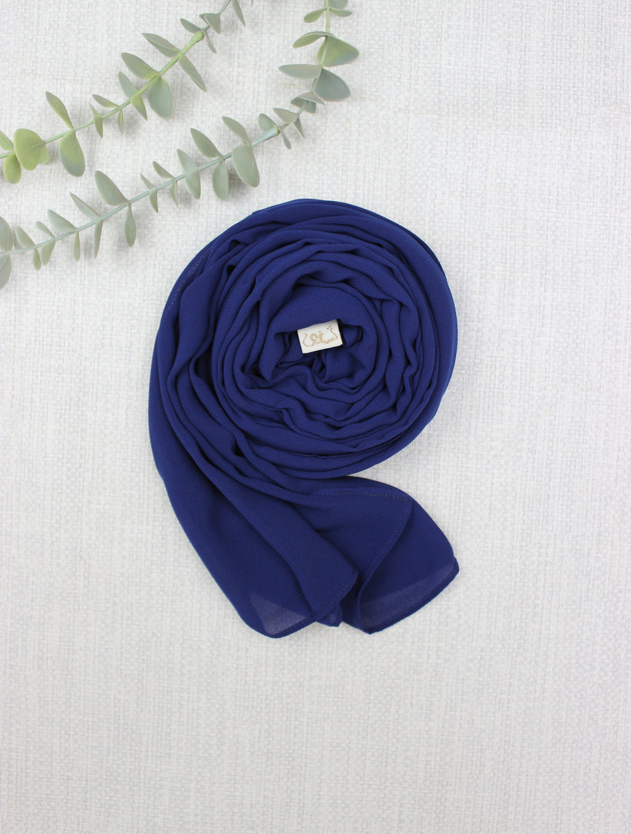 Sapphire Blue Chiffon Hijab – Tasneem Hijab House