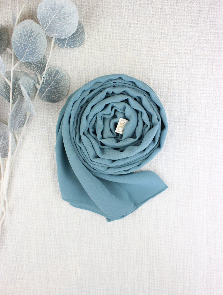 Stone Blue Chiffon Hijab – Tasneem Hijab House